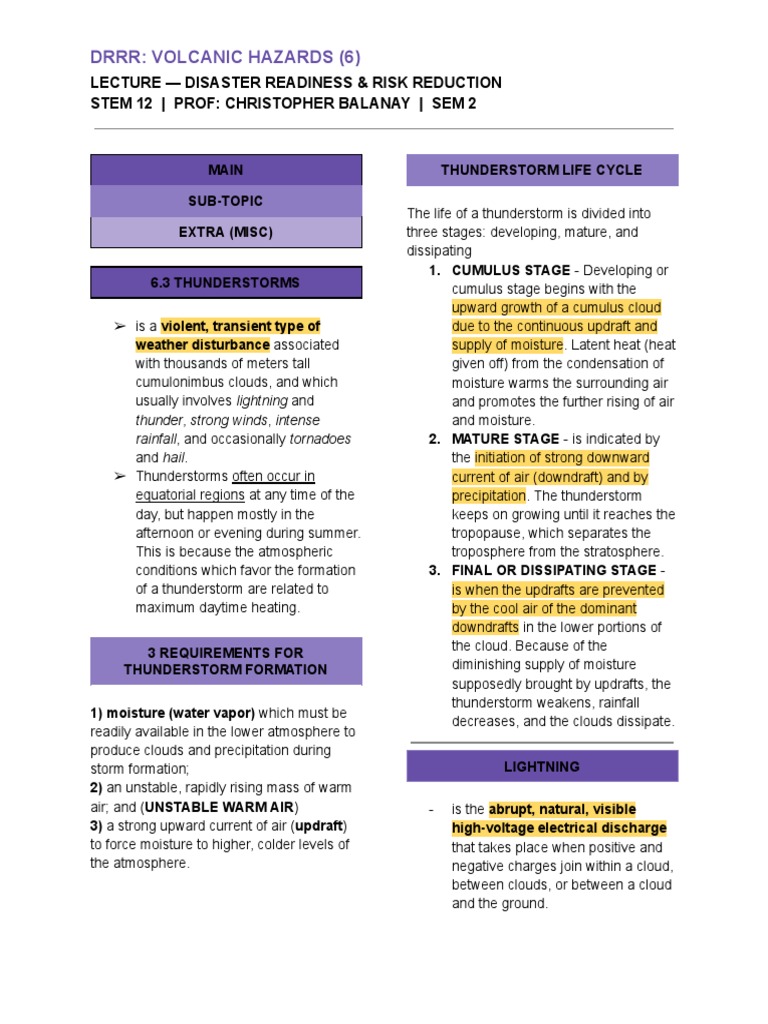 Notes DRRR 6.3 | PDF | Thunderstorm | Lightning