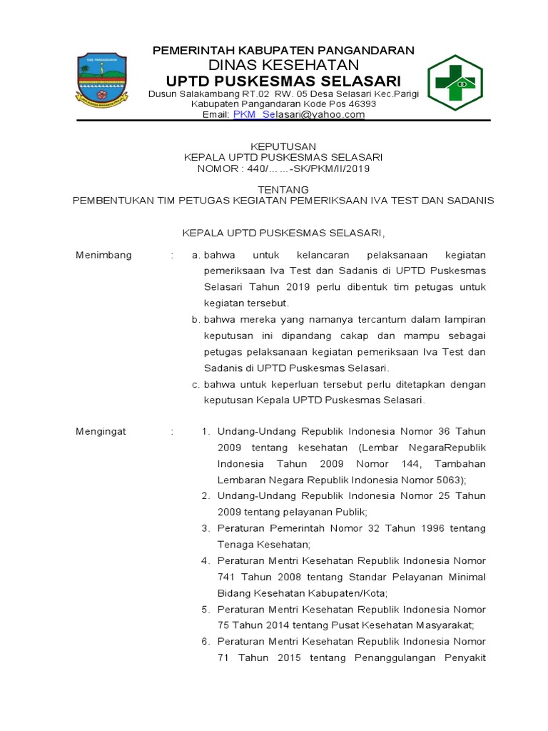 SK Tim Iva Test dan Sadanis | PDF