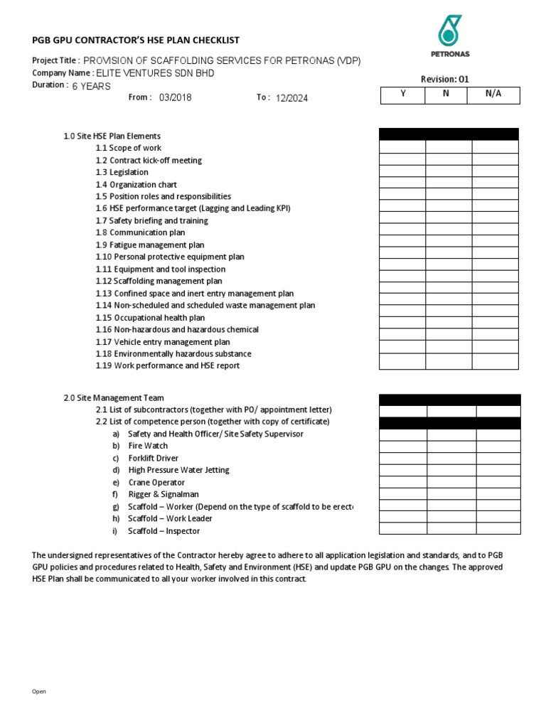 Contractor Hse Plan Guideline - Edited | PDF | Personal Protective ... Contractor Hse Plan Guideline - Edited | PDF | Personal Protective ...