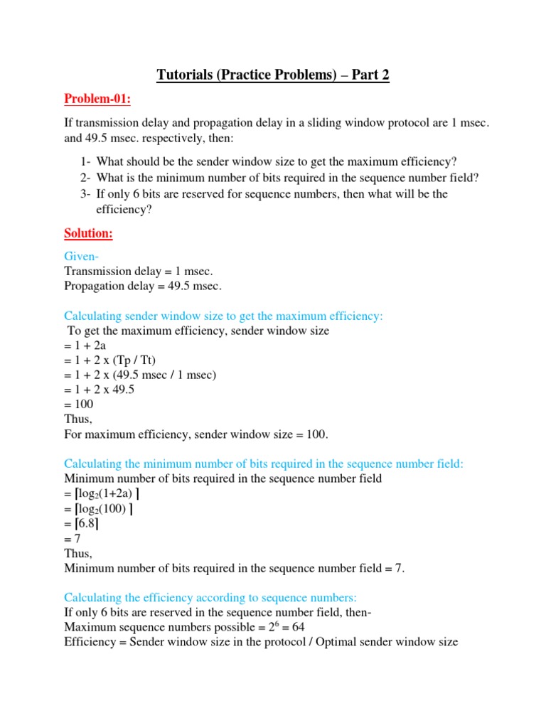 Go Back N Numericals | PDF | Transmission Control Protocol | Electronics