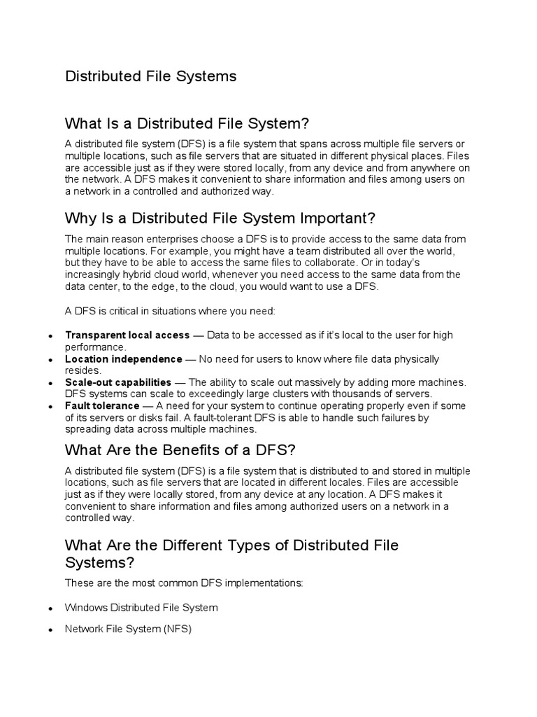Distributed File Systems 2 Pdf File System Computer Cluster