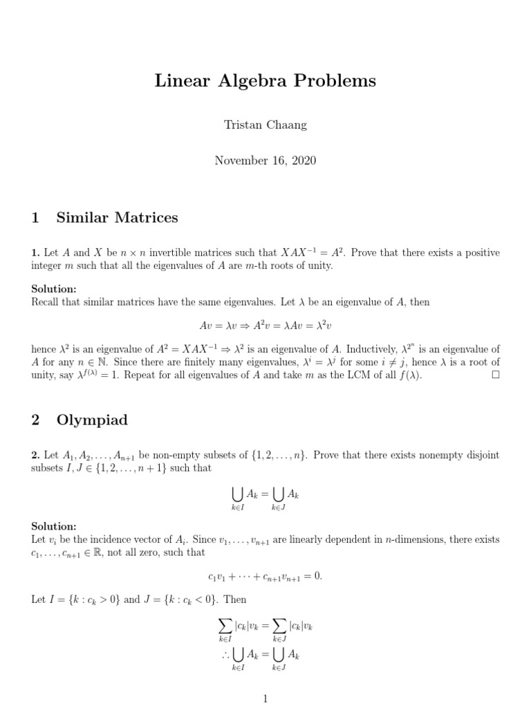 Linear Algebra | PDF | Eigenvalues And Eigenvectors | Basis (Linear Algebra)