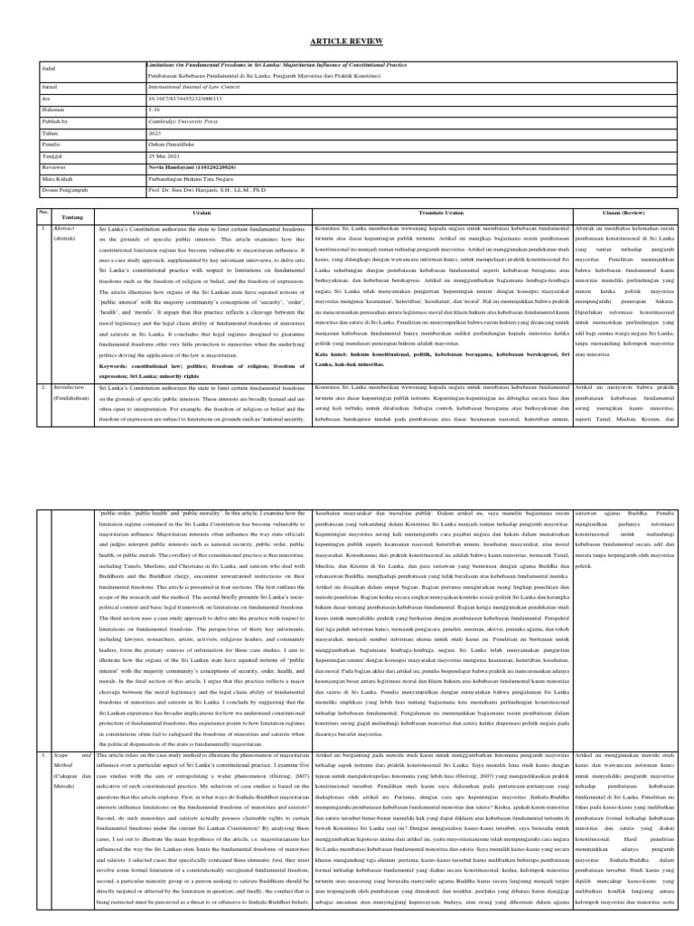 ARTICLE REVIEW (Current Issue) - Novia Handayani | PDF | Sains & Matematika