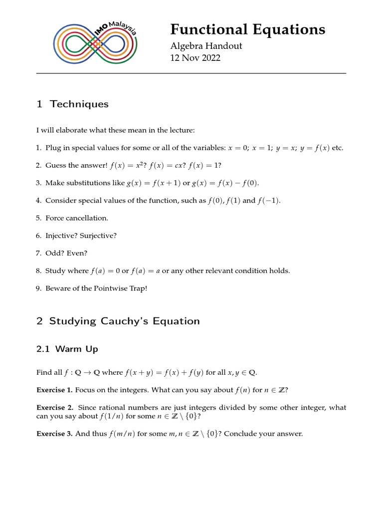 Functional Equations | PDF | Equations | Basis (Linear Algebra)