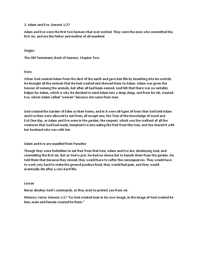 Lesson 2 Bible Story | PDF