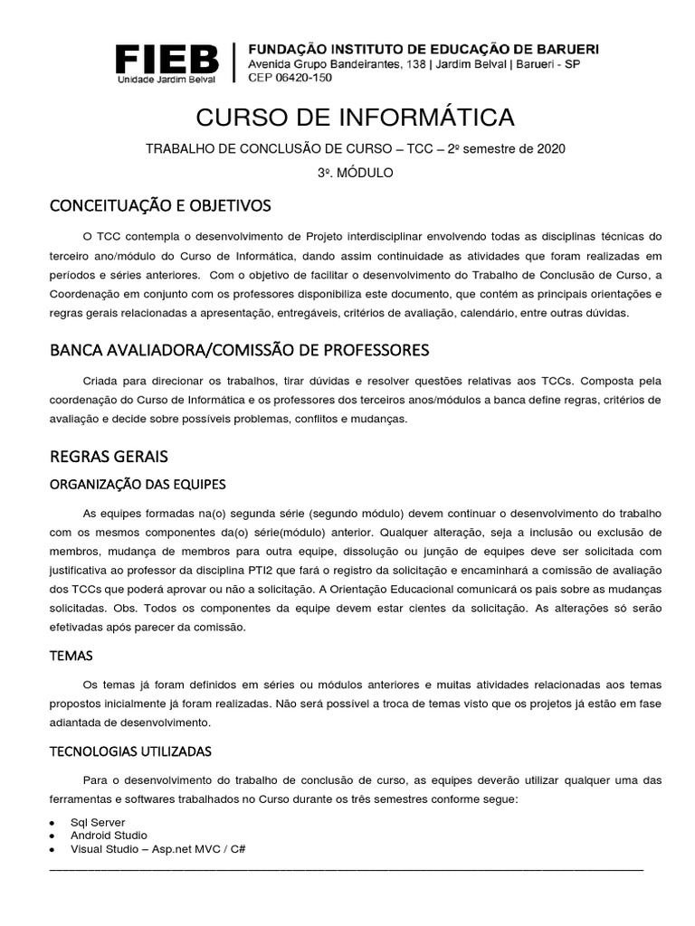 TCC - MIF3 - Informática 2021 - 2S - PREVIA | PDF | Bancos de dados ...