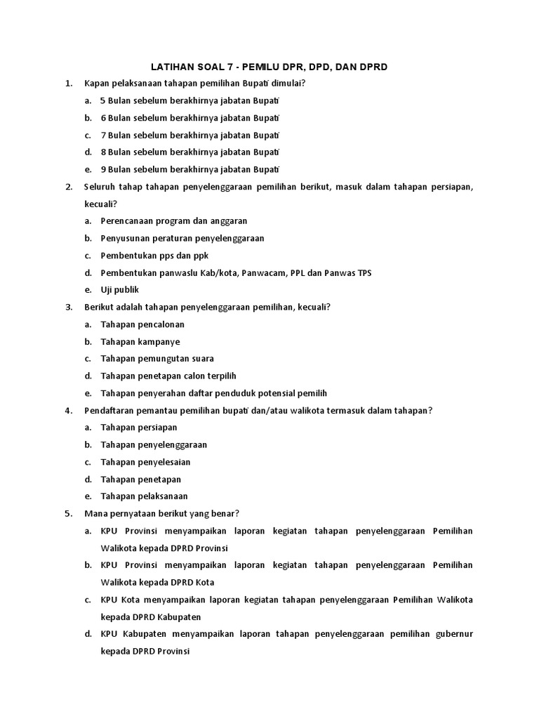 Latihan Soal 7 - Kpu | PDF