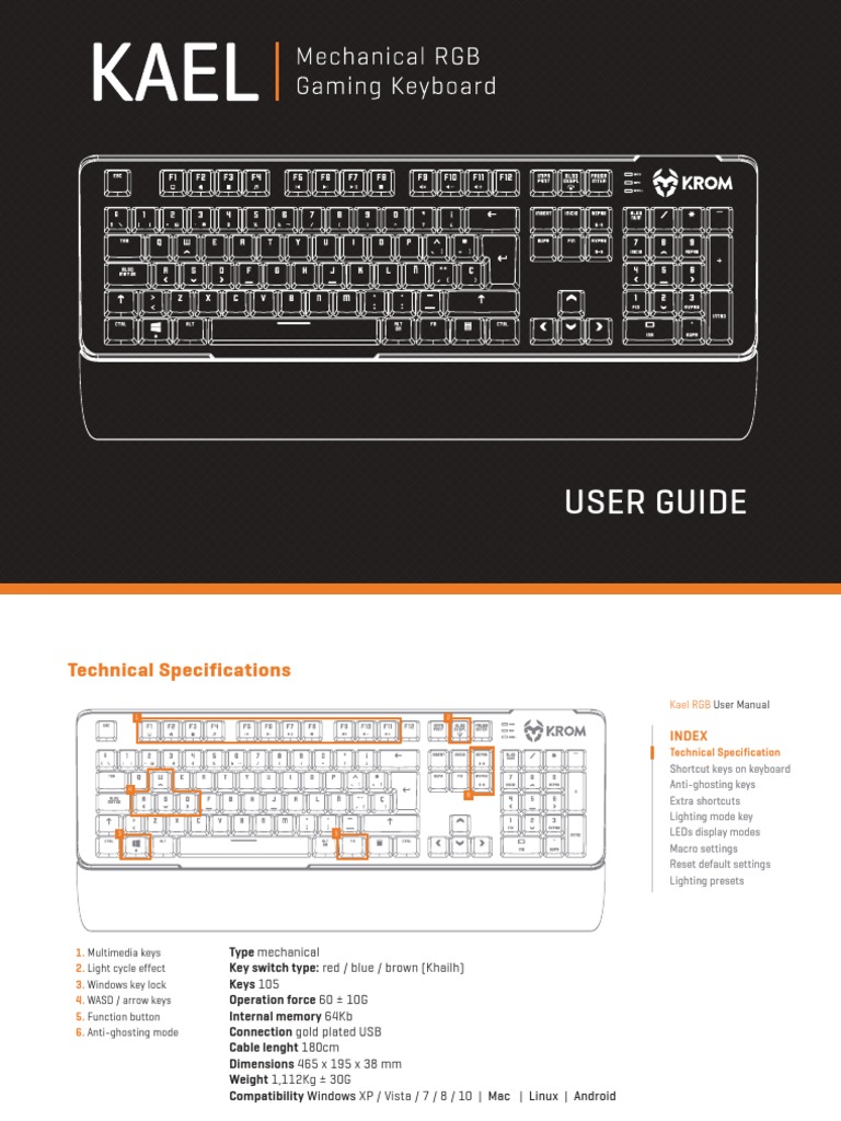 Manual Teclado Krom Kael | PDF | Computer Keyboard | Keyboard Shortcut
