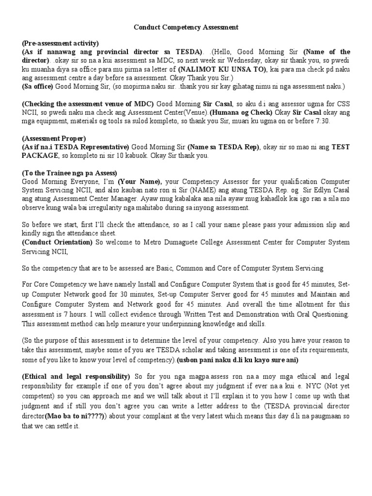 Assessment Script (John Rhino Santos) | Download Free PDF | Cognitive ...