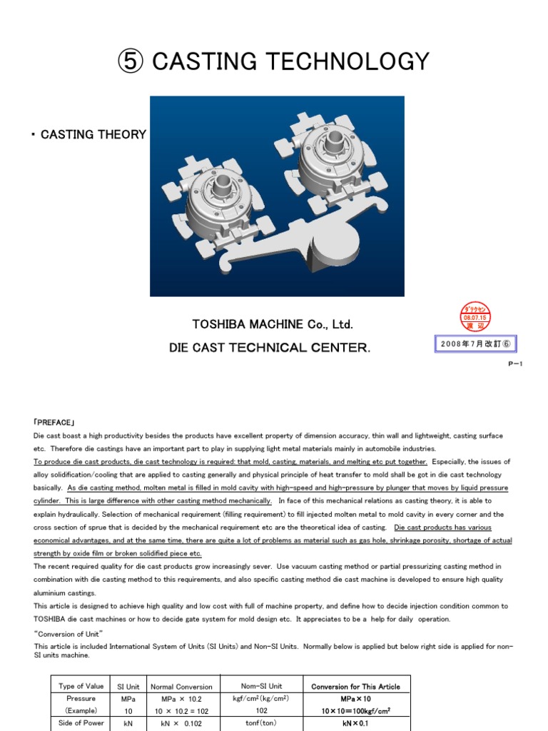 Die Casting Process Parameters Guide | PDF | Casting (Metalworking ...