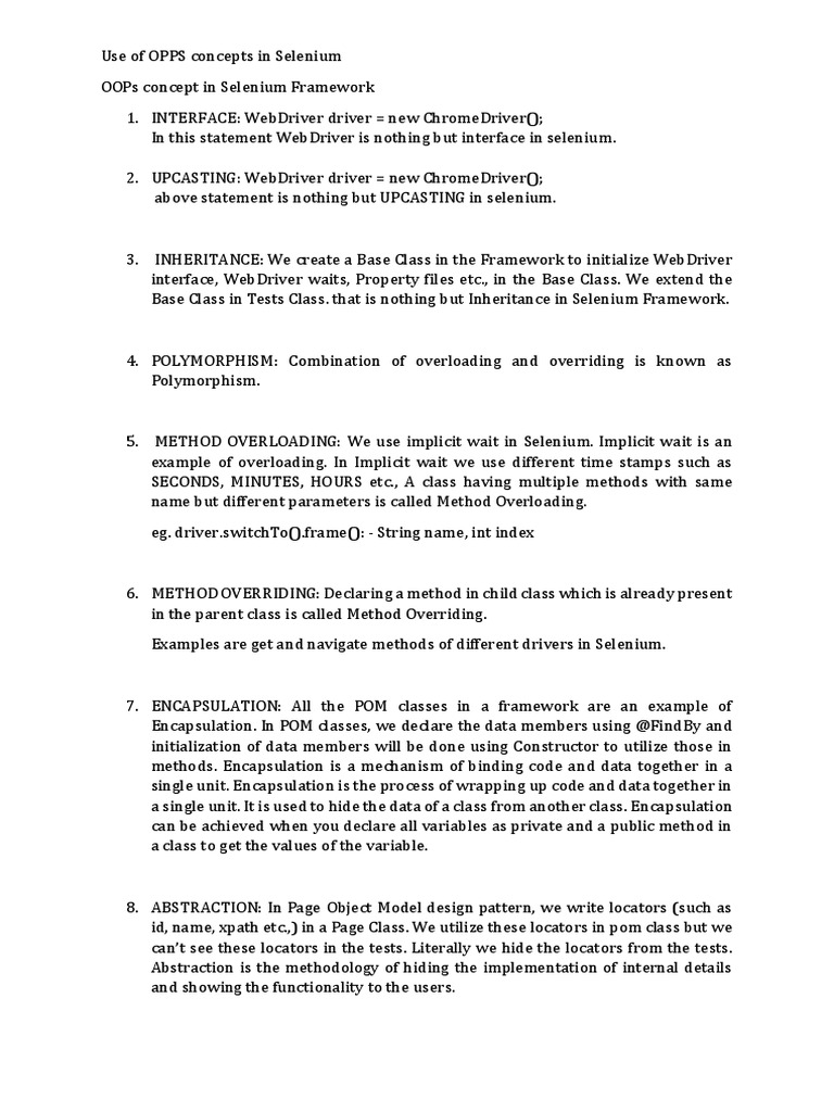 Use of OPPS Concepts in Selenium | PDF