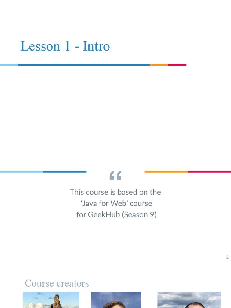 Lesson 01 Intro Pdf Java Programming Language Software Development