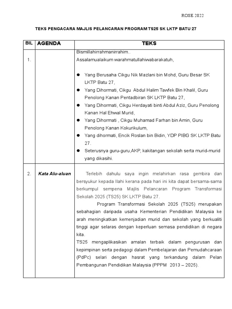 Teks Pelancaran TS25 | PDF