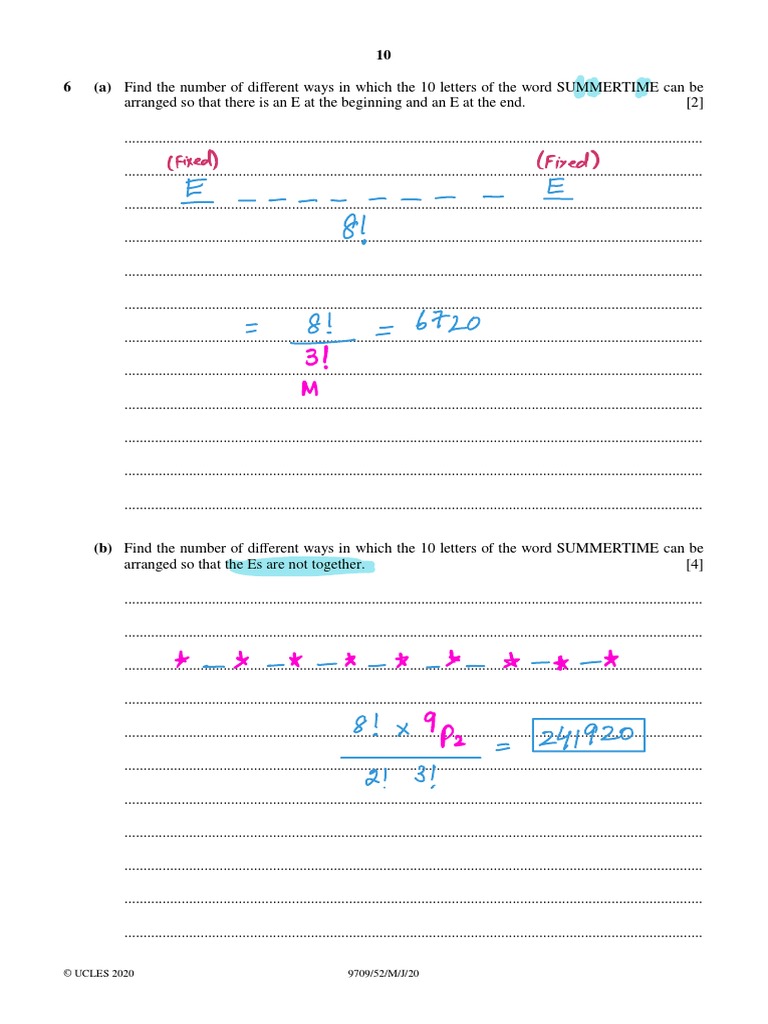 2020 2021 Permutations and Combination Questions | PDF | Mathematics | Mathematical Concepts