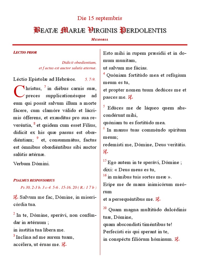 09.15 - BVM Perdolentis - Lect LAT | PDF