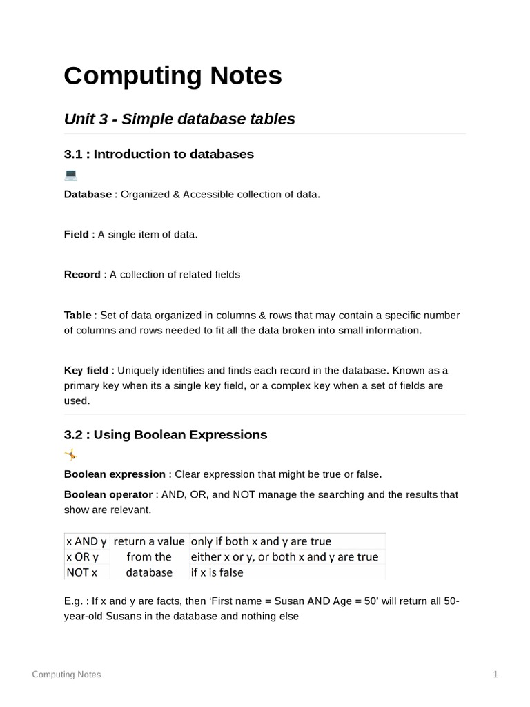Computing Notes | PDF | Databases | Computer Network