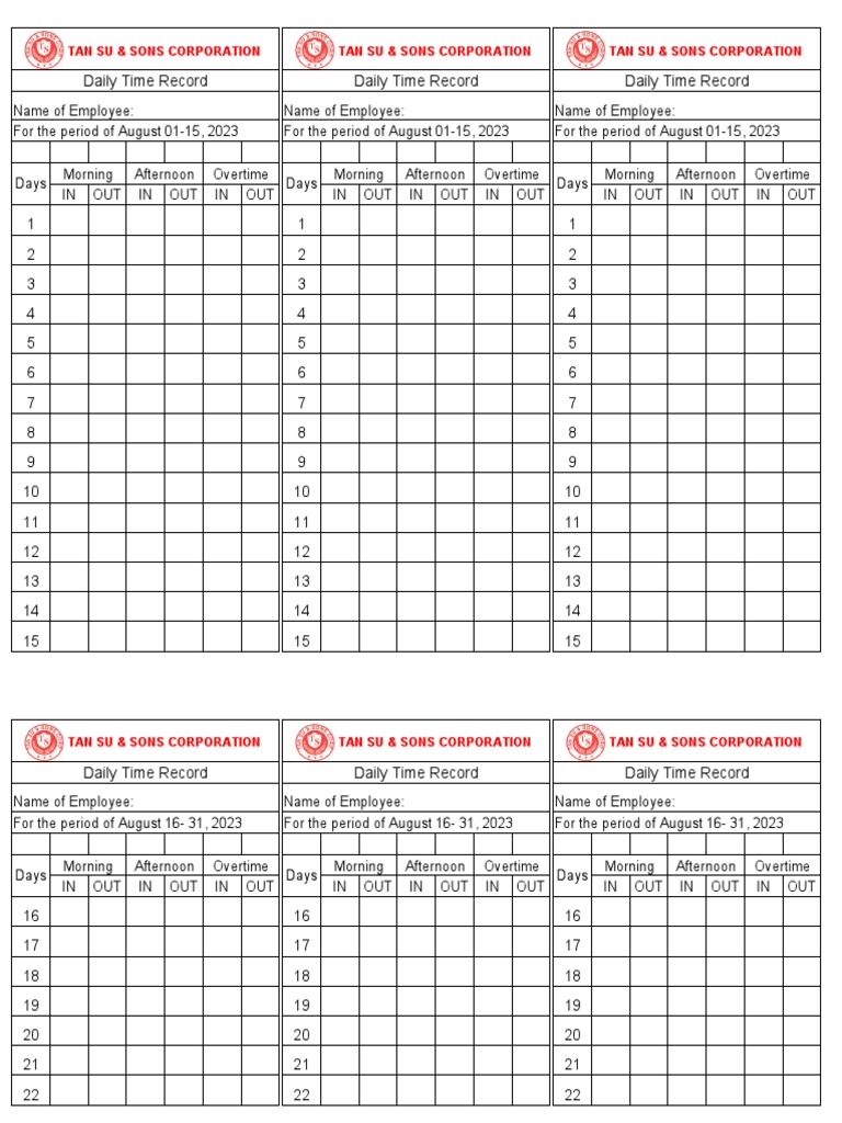 Daily Time Record | PDF