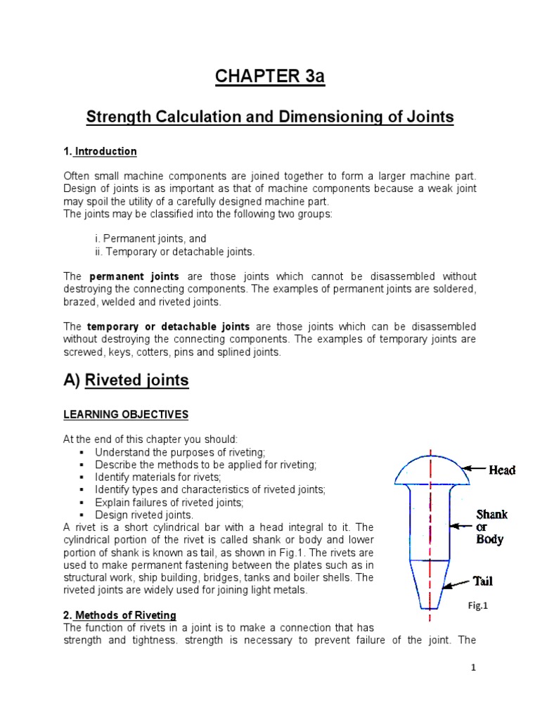 Chapter 3a Riveted Joint | Download Free PDF | Rivet | Stress (Mechanics)