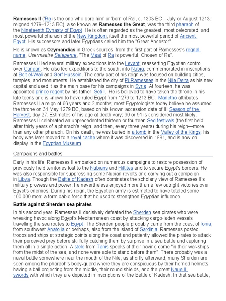 Ramesses II | PDF | Ancient Egypt