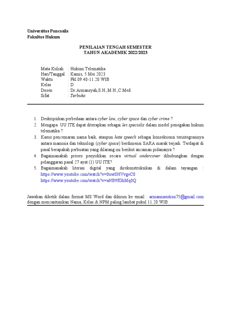 PTS HK - Telematika Kls D 5 Mei 2023 | PDF