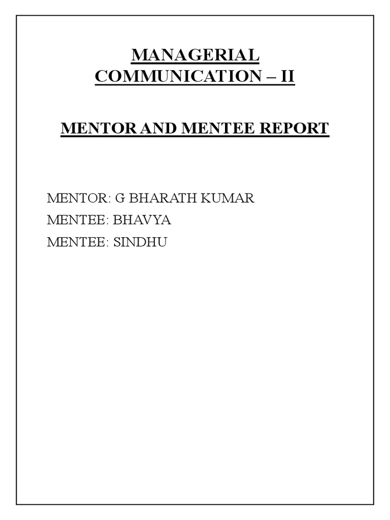 Mentor Mentee Report | PDF | Linguistics | Human Communication