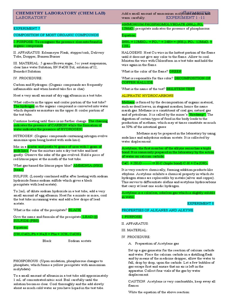 Chem Lab Notes | Download Free PDF | Ethanol | Acetic Acid