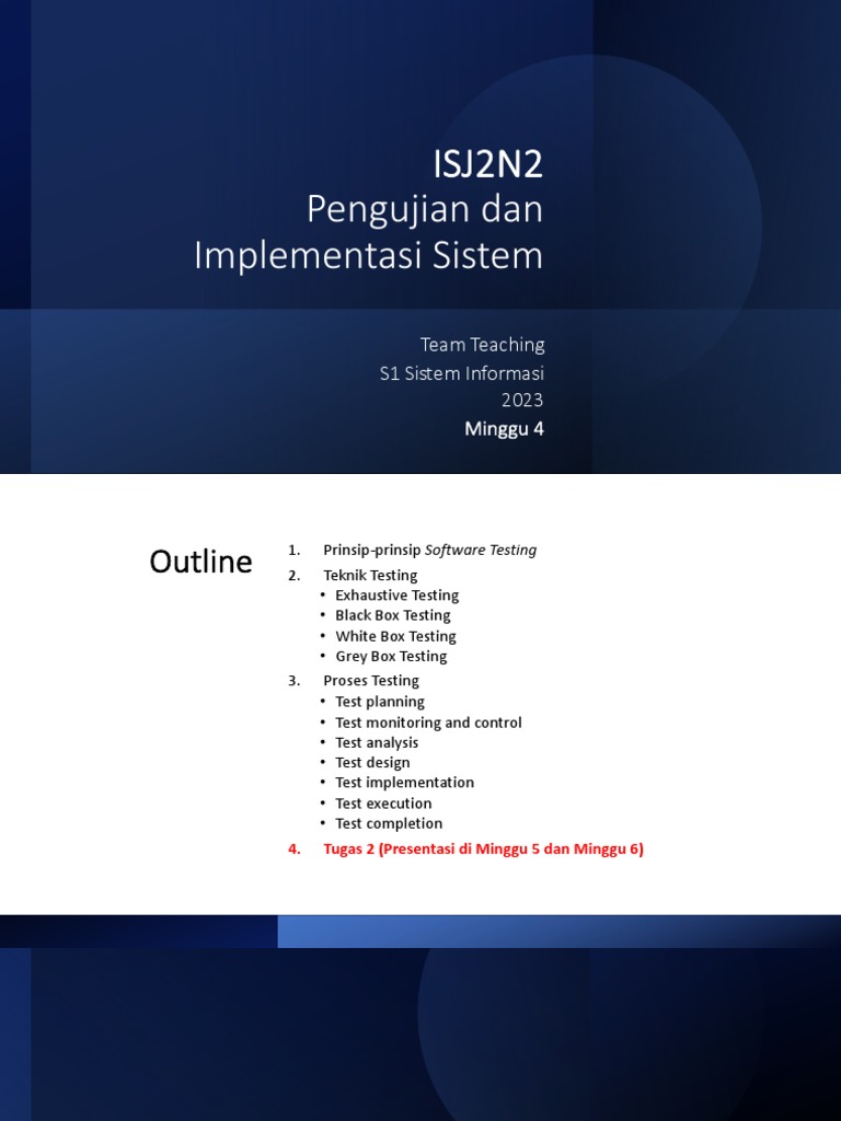 Minggu 4 - IsJ2N2 - Pengujian Dan Implementasi Sistem | PDF