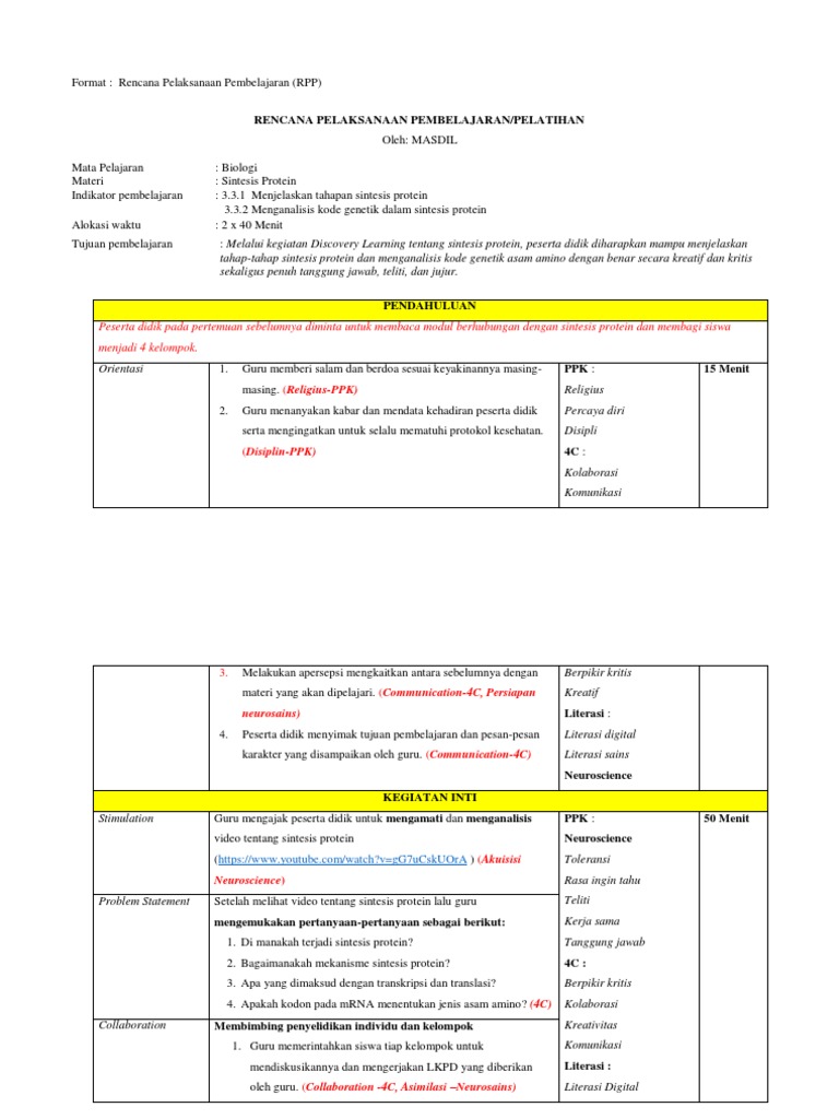 RPP Sintesis Protein | PDF