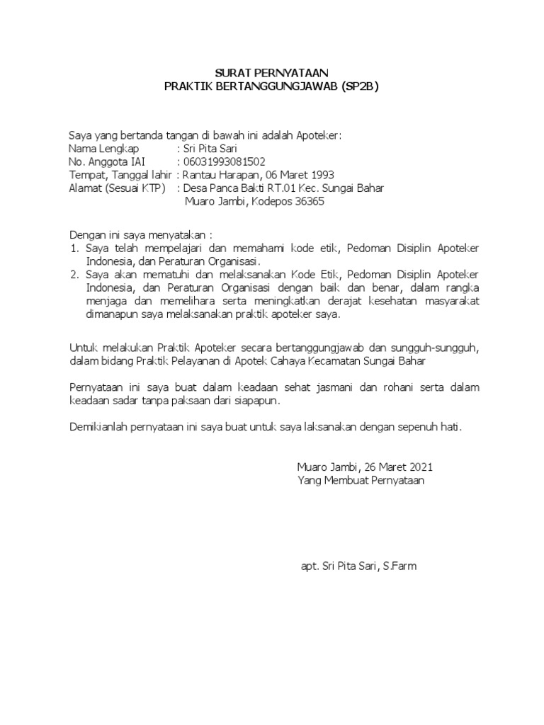 Pernyataan Praktik Bertanggung Jawab - Klinik | PDF
