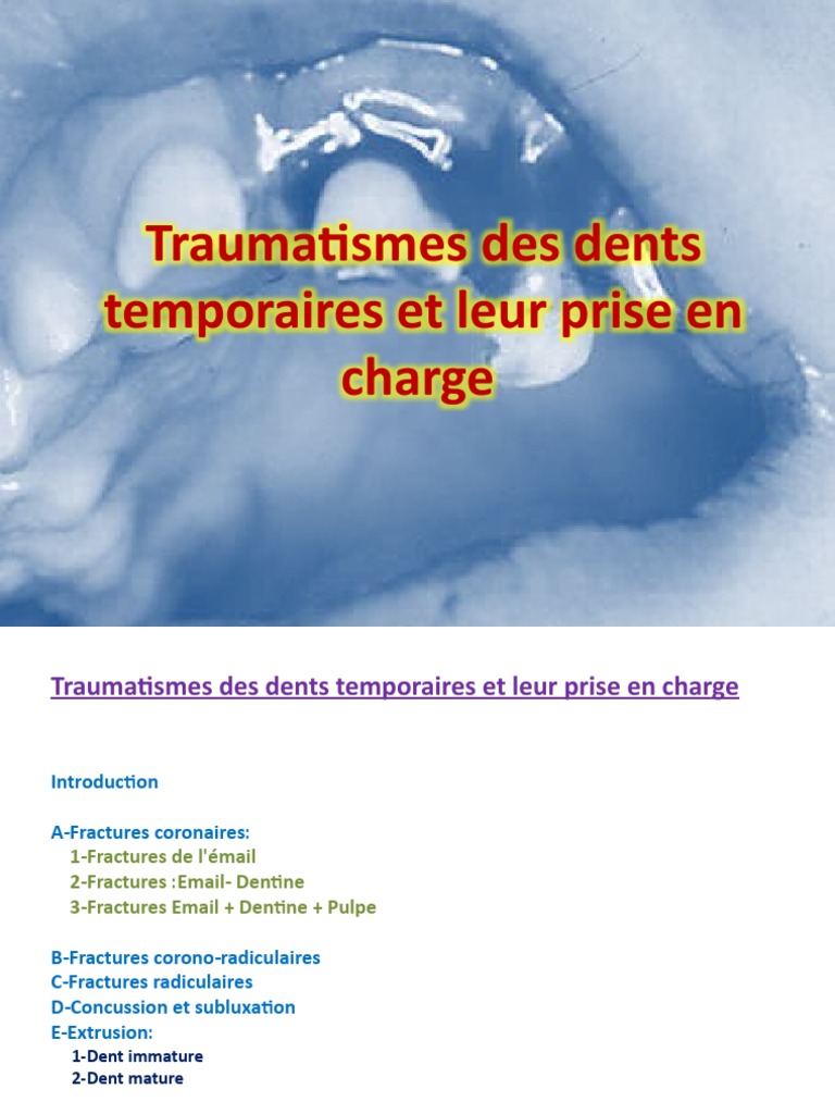 4-1.traumatismes Des Dents Temporaires | PDF | Émail dentaire | Dent