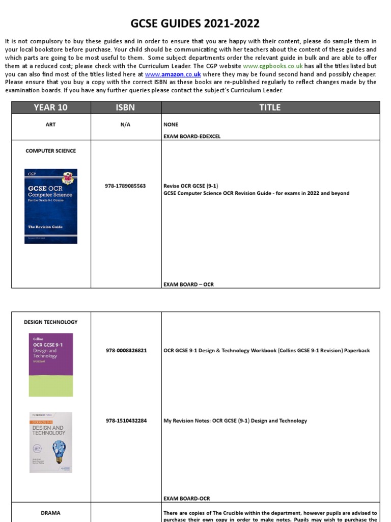 GCSE Study Guides Reference 2021 2022 | PDF