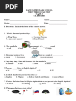 Grade 2 - 1ST Periodical Test | PDF | Linguistics | Cognitive Science