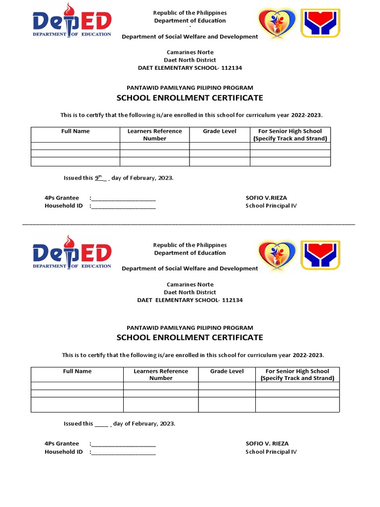 CERTIFICATE OF ENROLLMENT 4ps | PDF