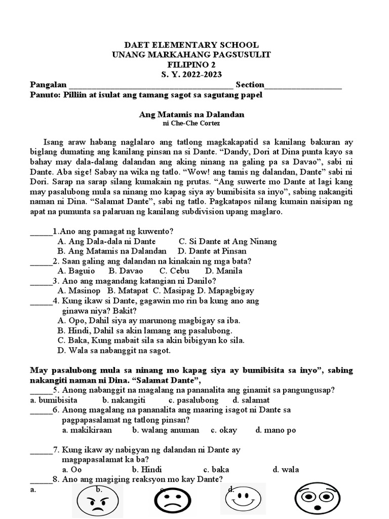 PT Filipino First-Quarter | PDF