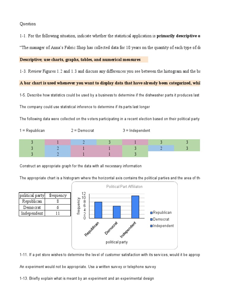 Descriptive Use Charts Graphs Tables and Numerical Measures | PDF | Chart | Sampling (Statistics)