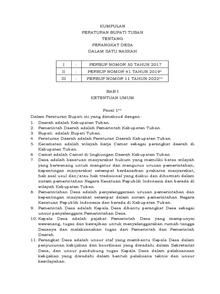 Perbup Perangkat Desa Dan Lampiran-1 | PDF