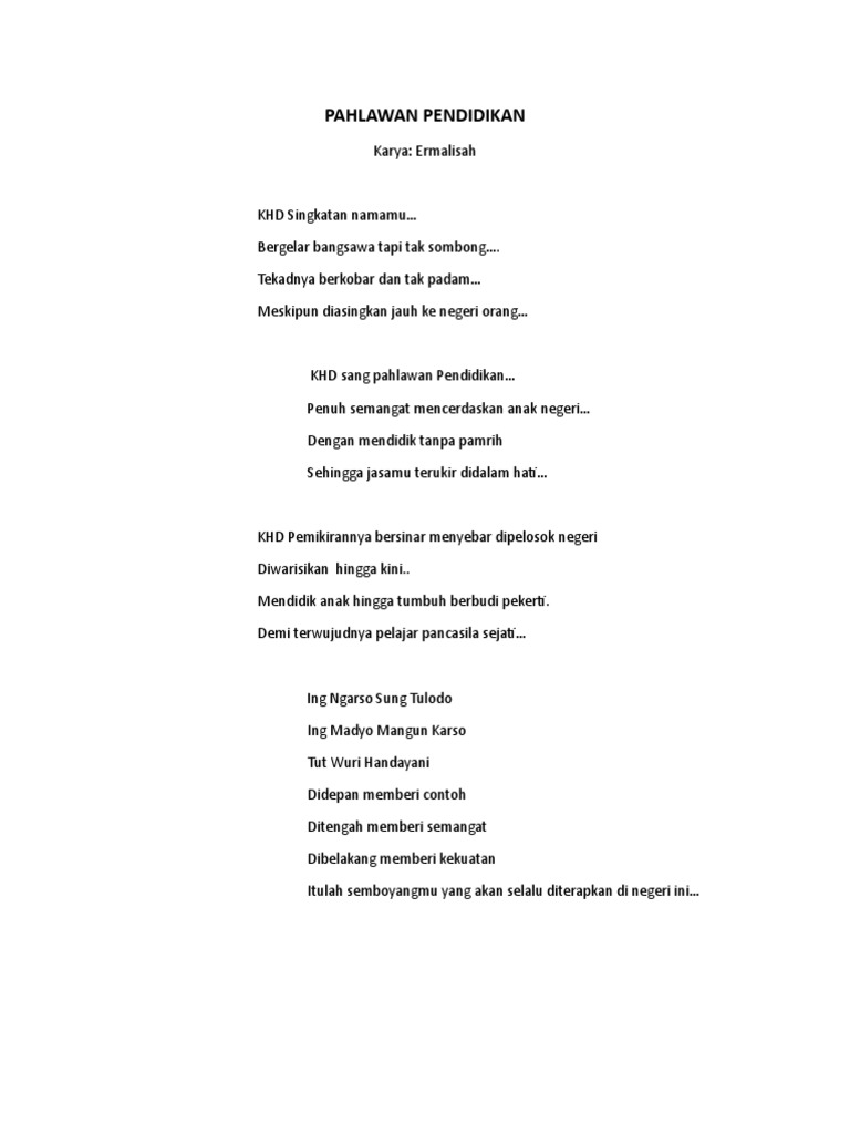 PUISI PAHLAWAN PENDIDIKAN | PDF