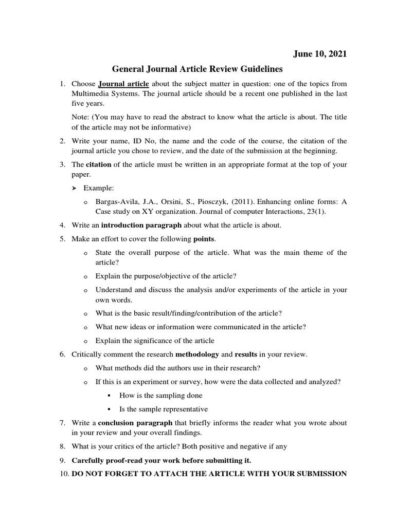 Journal Article Review Guidelines | PDF | Computers