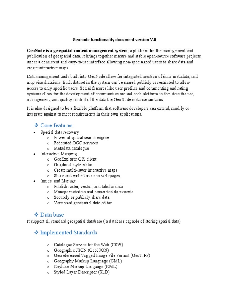 GeoNode Functionality Overview V0 | PDF | Metadata | World Wide Web