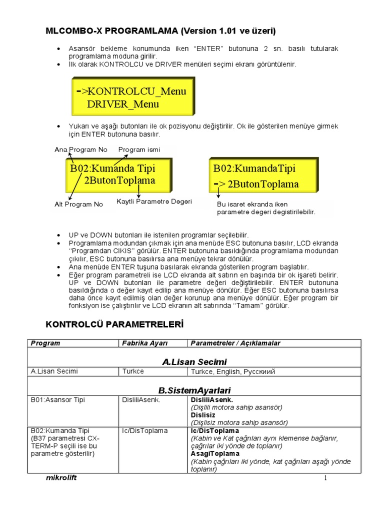 MLCOMBO-X Programlama | PDF