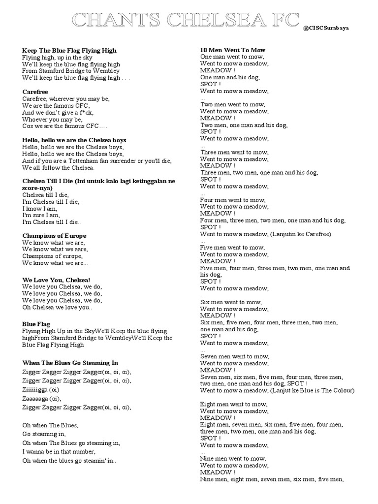 Chants Chelsea FC | PDF | Chelsea F.C.