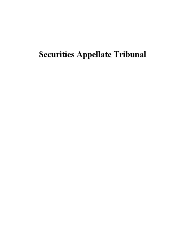 Securities Appellate Tribunal | PDF | Appeal | Government Of India