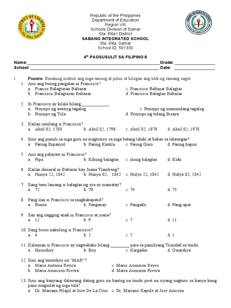 4TH Quarter Fil 8 2022-2023 | PDF