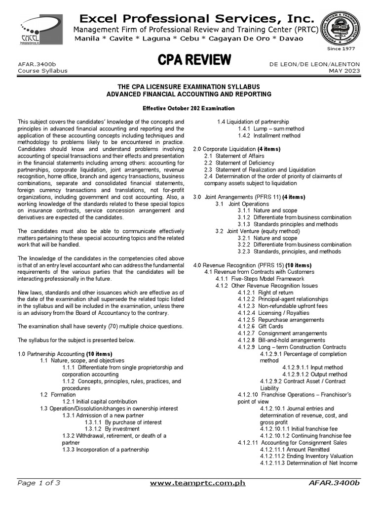 AFAR.3400b AFAR Course Syllabus | PDF | Hedge (Finance) | Consolidation ...