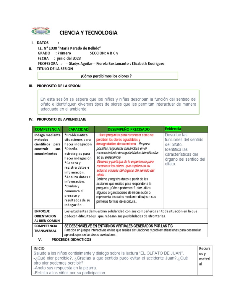 Explorando el Sentido del Olfato | PDF | Evaluación | Olor