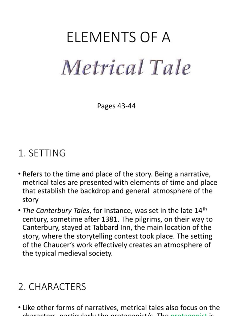 Uad17dkqz - English 9 METRICAL TALES | PDF | Narration | Plot (Narrative)