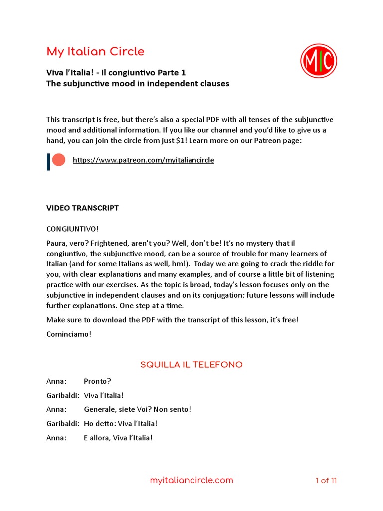 Mastering Italian Subjunctive Mood | PDF | Grammar | Linguistics