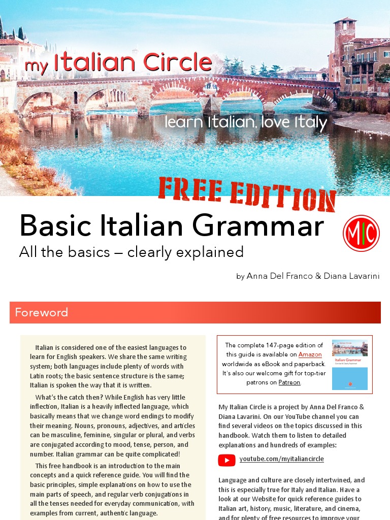 Essential Italian Grammar Guide | PDF | Grammatical Gender ...