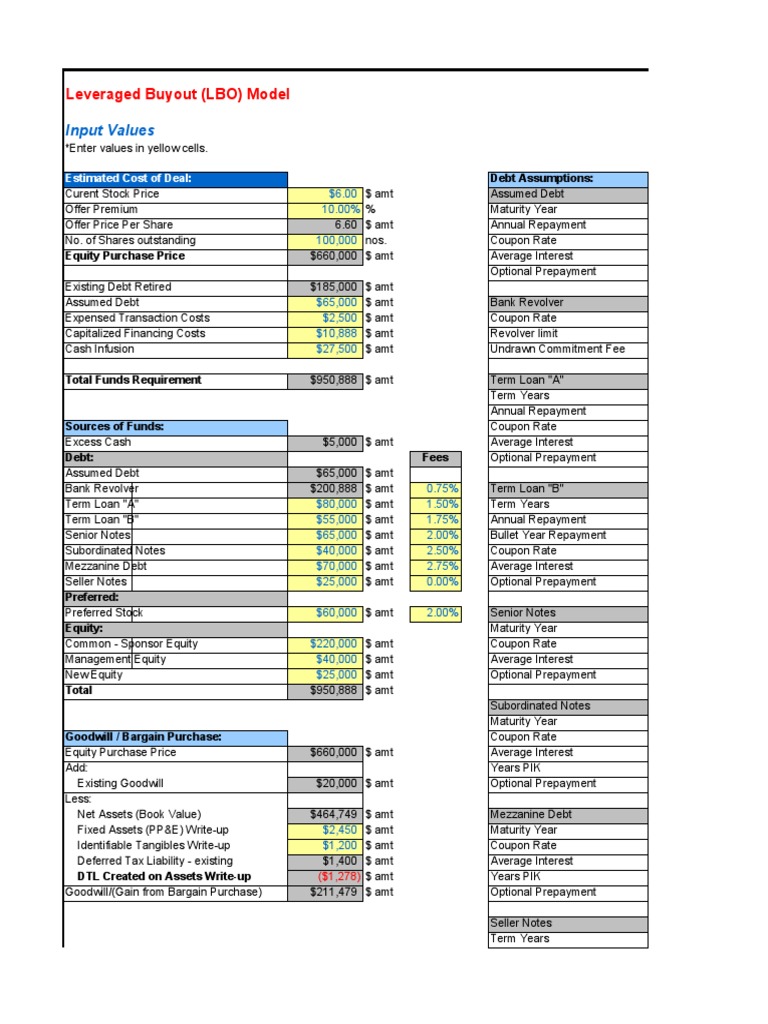 Lbo DCF Model | PDF | Leveraged Buyout | Cost Of Capital