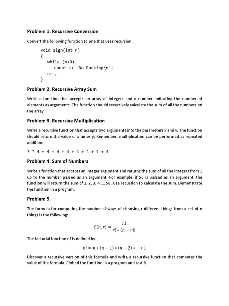 5 - Recursion | Download Free PDF | Parameter (Computer Programming) | Function (Mathematics)